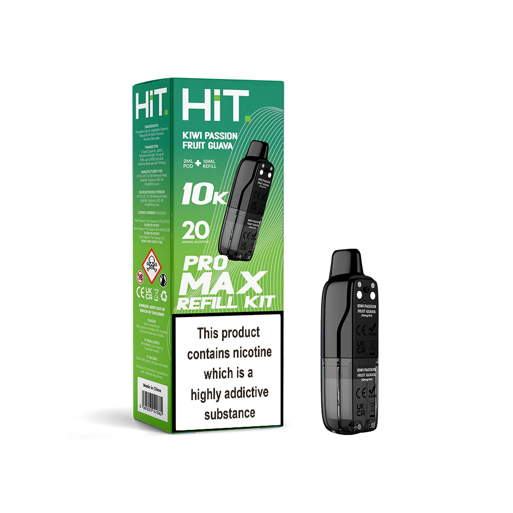 Hit Pro Max 2+10 Refill Kit Kiwi Passion Fruit Guava 20mg – One Stop ...